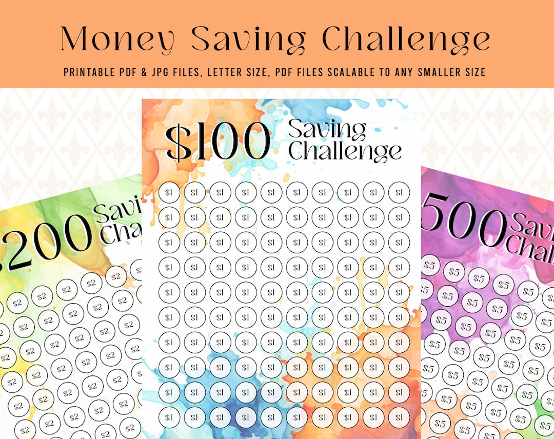 Money Saving Challenge, Savings Tracker Printable Bundle, Save 100 200 ...