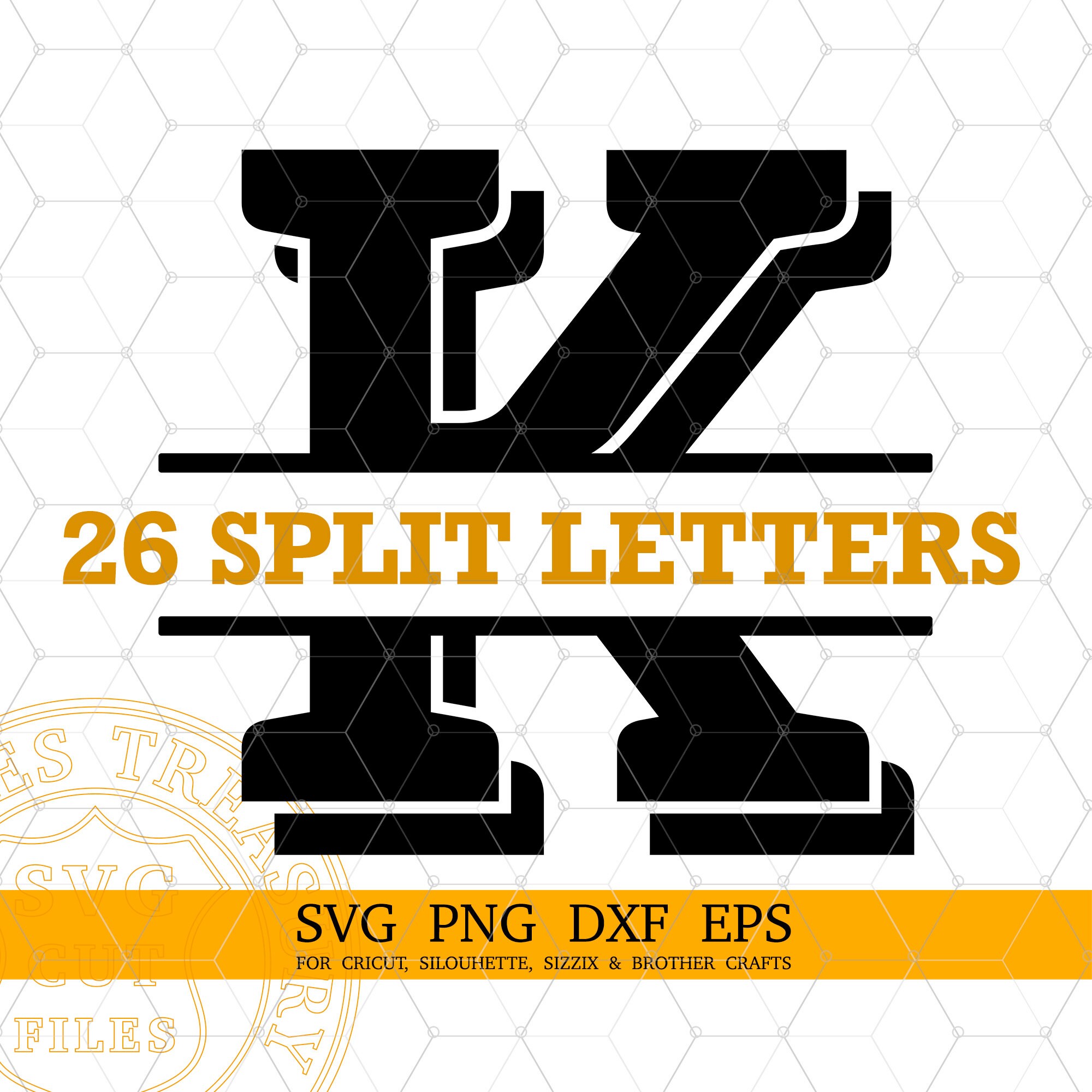 Split Shadow Monogram Font Letters Svg Png Dxf Eps Files, Cricut Font ...