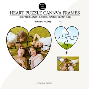 Canva Frame Template, Heart Puzzle Canva Template, Editable Photo Fill ...