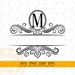 Split Letter M Monogram Svg, Fancy Flourish Letter Svg, Split Last Name ...