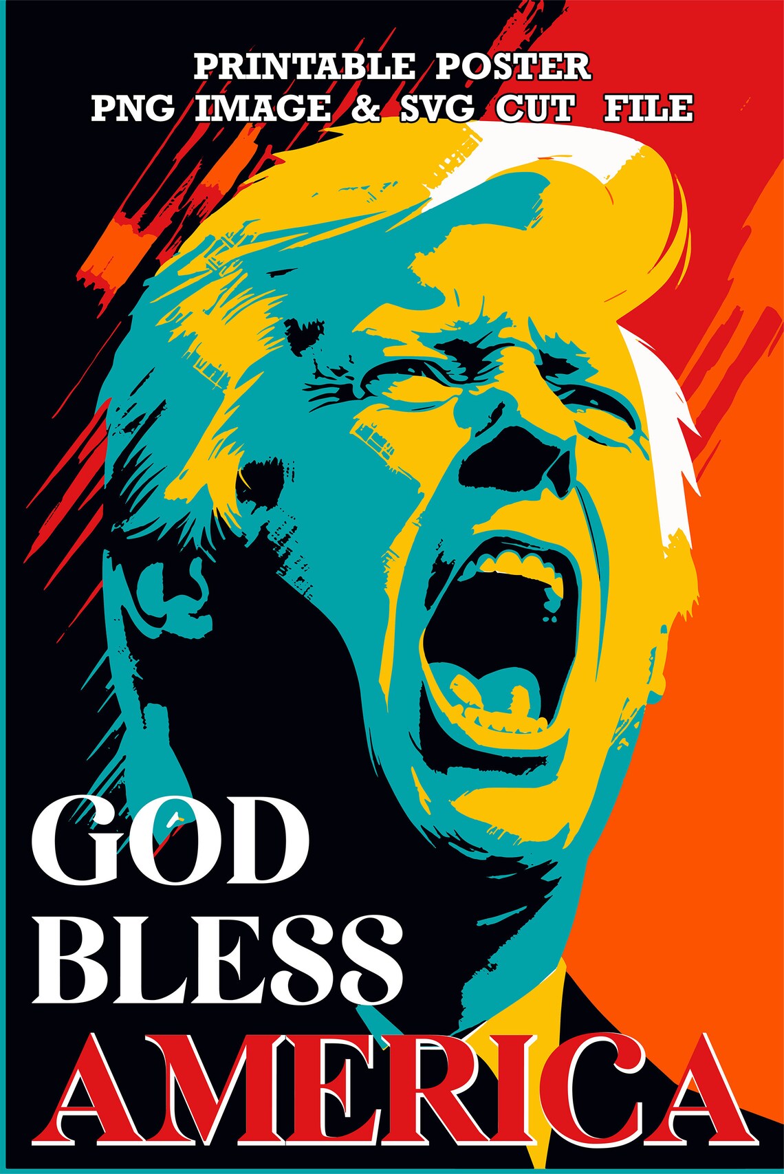 Printable God Bless America Poster Png Image and Svg Cut File. - Etsy