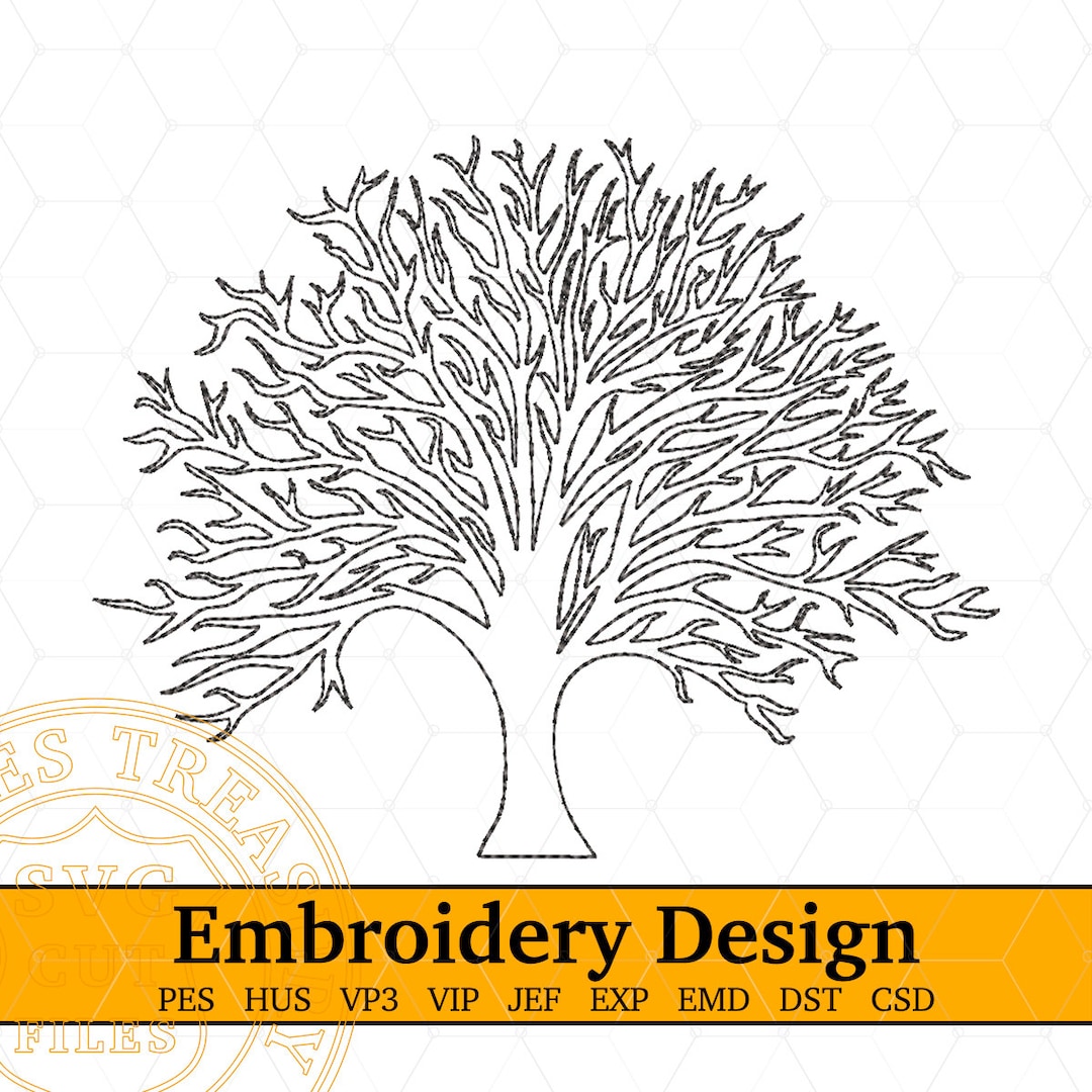 Tree Silhouette Embroidery Design, Quick Outline Embroidery, Machine ...