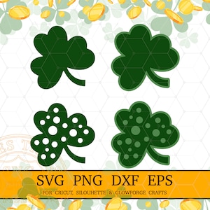 St Patricks Day Shamrock Clover Svg Files Bundle, Polka Dot Shamrock ...