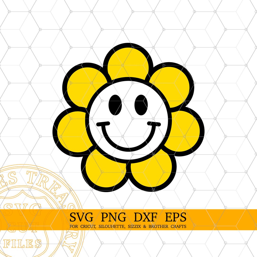 Old School Smiley Flower Svg Png Cut and Print Files for Cricut ...