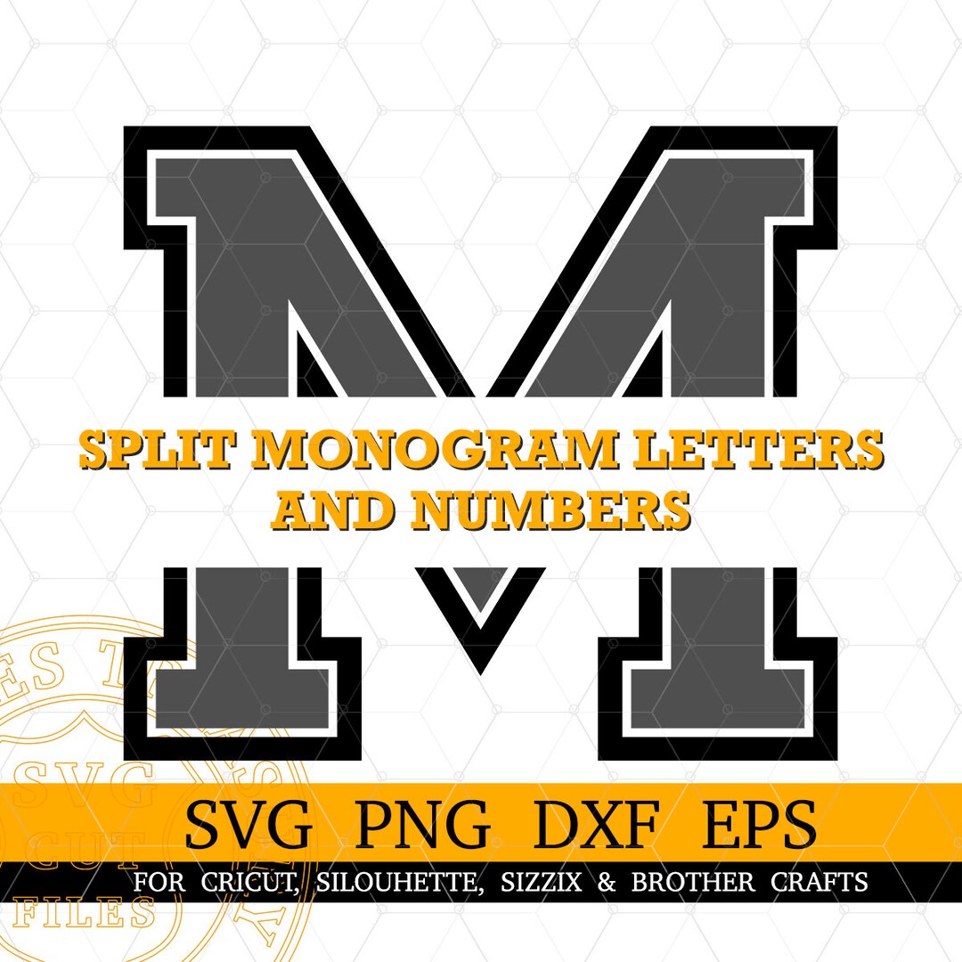 Split Monogram Svg, Varsity College Sports Font Letters Svg Png Dxf Eps ...