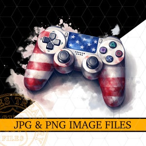 Game Controller Clipart, US Flag Pattern Sublimation Image for Shirt ...