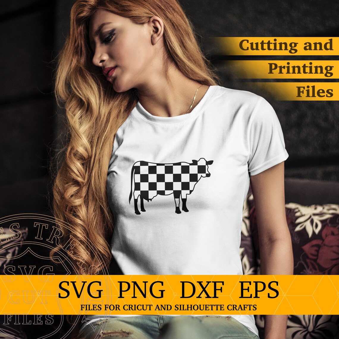 Checkered Cow Svg Racing Flag Pattern Svg Cow Sublimation - Etsy