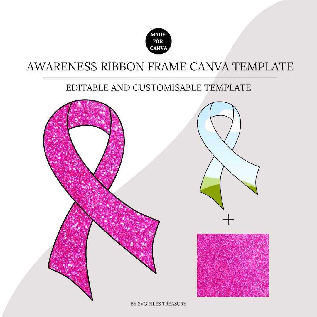 Canva Frame Template, Awareness Ribbon Frame, Editable Photo Fill ...