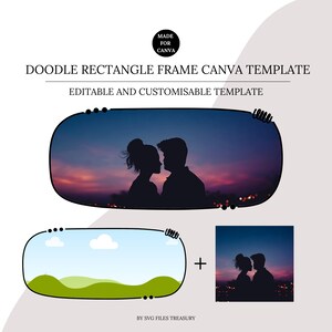 Doodle Rectangle Frame Canva Template, Canva Photo Frame, Editable ...