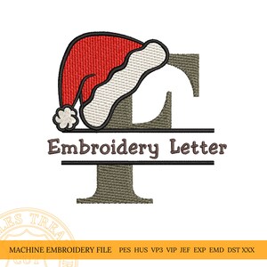 Santa Hat Embroidery Letter F Split Monogram Pes Hus Vp3 Csd Exp Emd ...