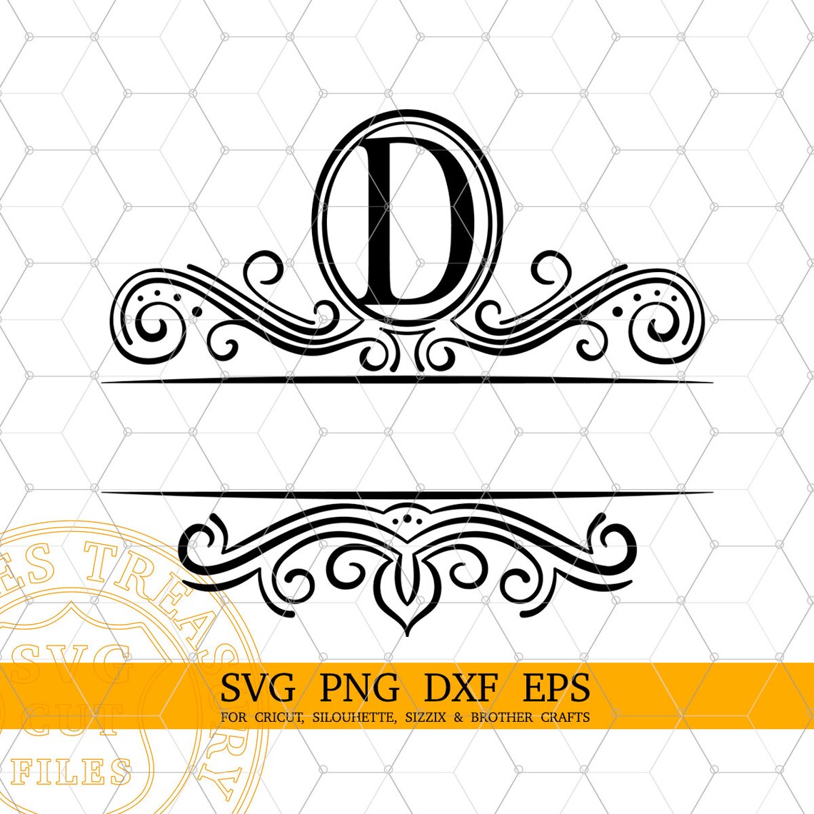 Split Letter D Monogram Svg Fancy Flourish Letter Svg Split - Etsy