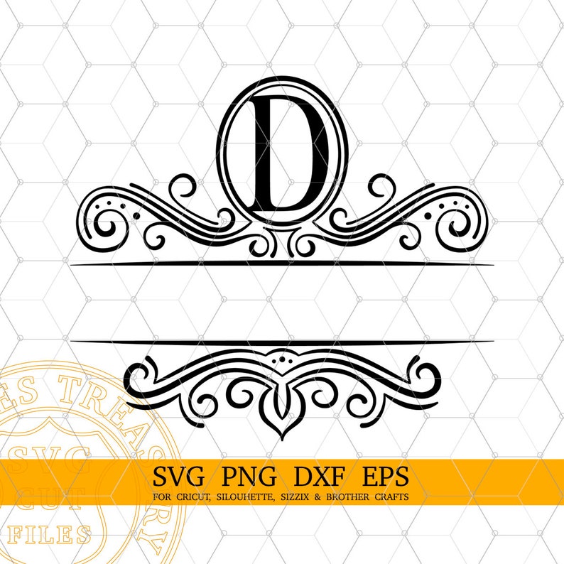 Split Letter D Monogram Svg Fancy Flourish Letter Svg Split - Etsy