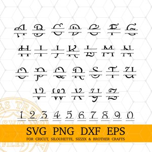 3 Monogram SVG Split Font Bundle Fishtail Harrington Doodle Alphabet ...