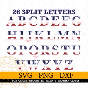 Monogram Svg 4th of July Alphabet American Flag Letters, Split Letters ...
