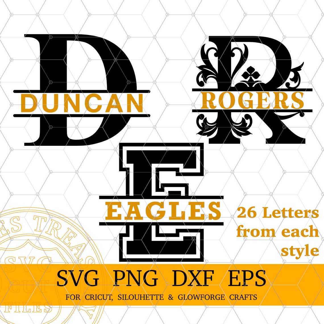 Split Monogram Svg Bundle 3 Monogram Alphabet Letters for Cricut ...