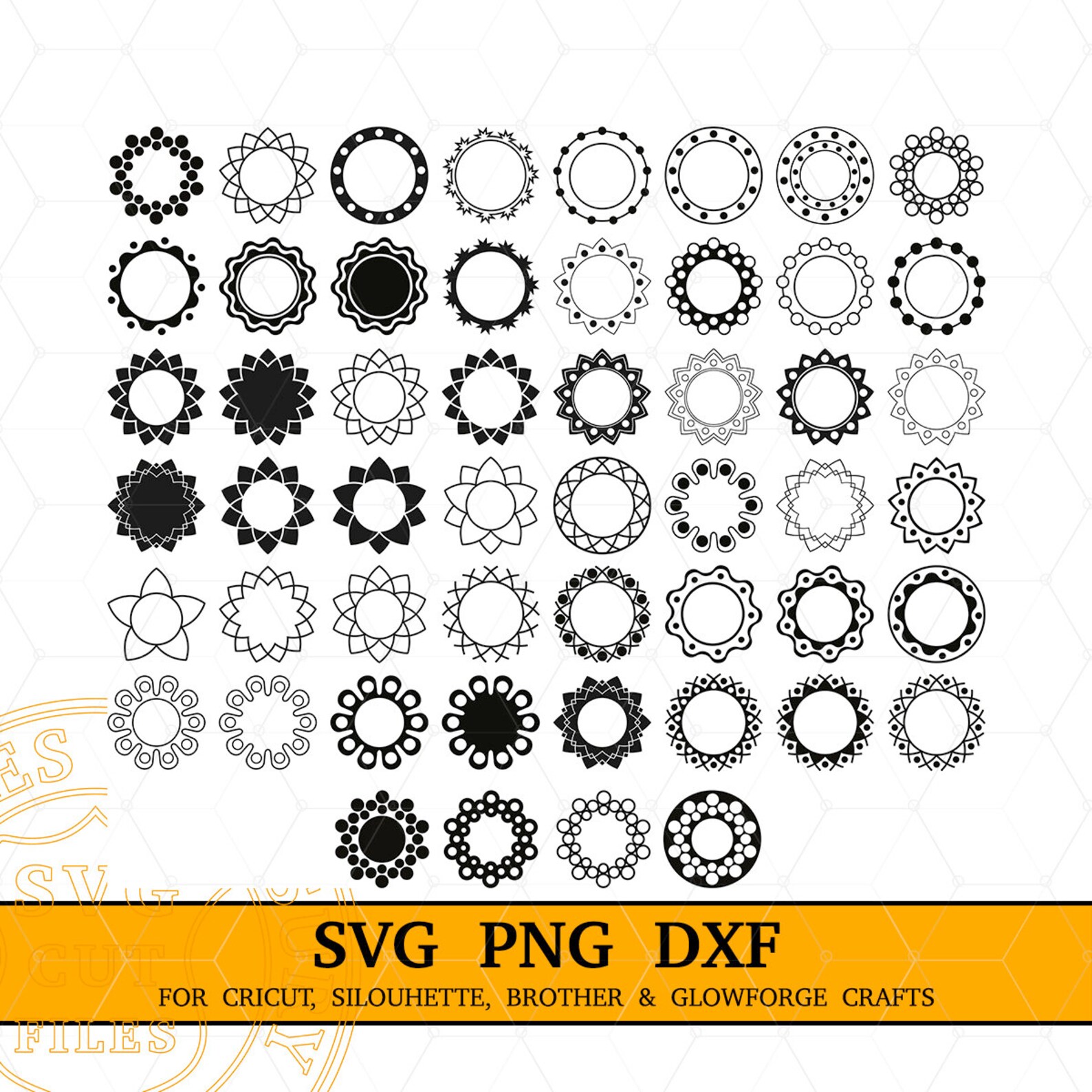 Circle Monogram Svg Bundle Set of 52 Svg Png Dxf Cut Files, Monogram ...