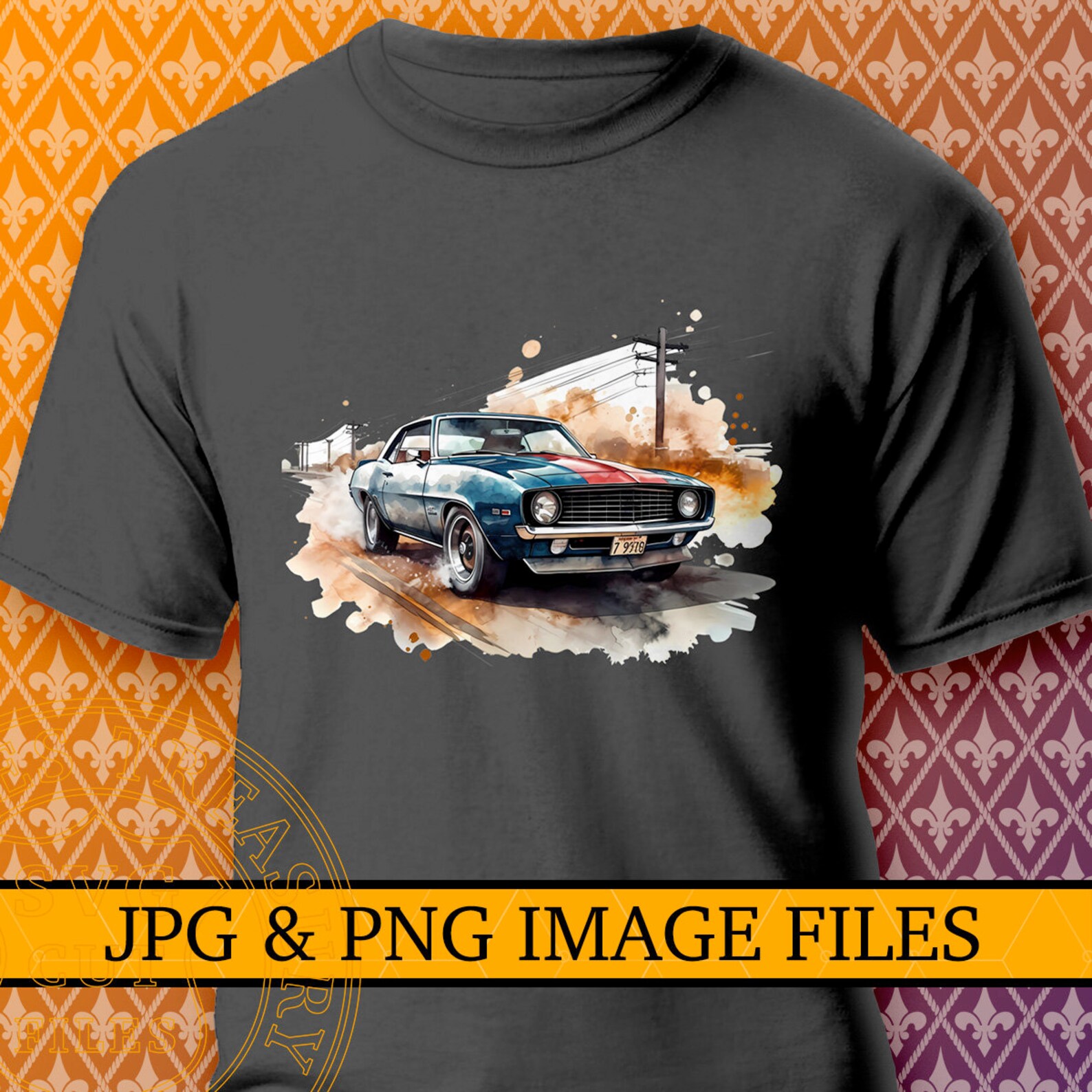 Watercolor Camaro SS Sublimation Png Classic Retro Camaro Illustration ...