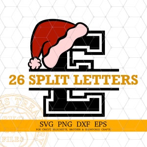 Santa Hat Monogram Letters Svg, Christmas Alphabet Png, Varsity Santa ...