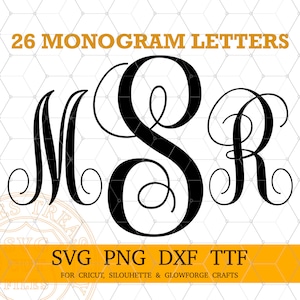 Vine Monogram Svg and Ttf Font, Fancy Monogram Alphabet Svg Png Dxf Cut ...