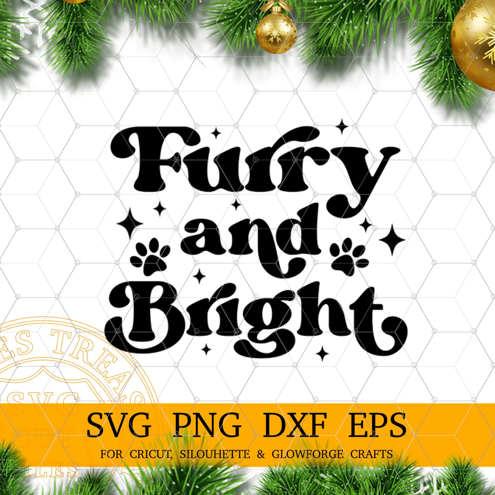 Furry and Bright Svg Dog Christmas Svg Paw Print Svg Dog - Etsy