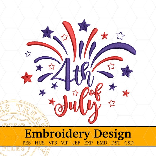 4th of July Embroidery Design - Etsy