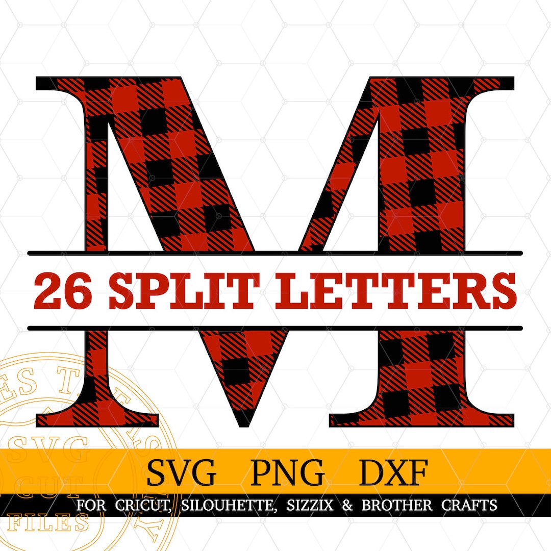 Buffalo Plaid Monogram Letters Svg Png Dxf Files, Christmas Monogram ...