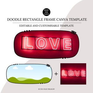 Doodle Rectangle Frame Canva Template, Canva Photo Frame, Editable ...