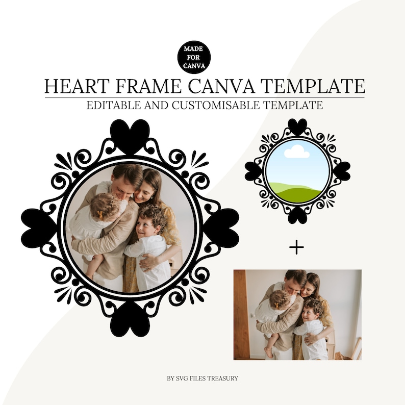 Canva Frame Template, Heart Frame Canva Template, Editable Photo Fill ...