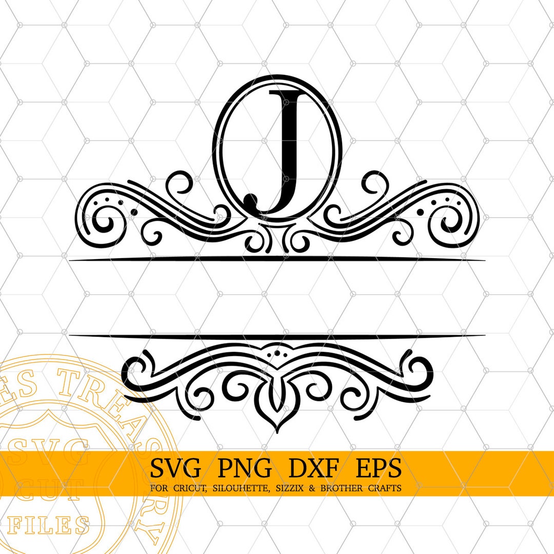 Split Monogram Letter J, Svg Fancy Flourish Letter Svg, Split Last Name ...