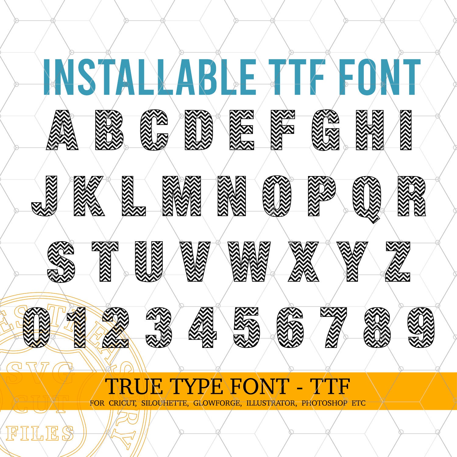 True Type Chevron Pattern Installable Font, Cricut Silhouette TTF Font ...