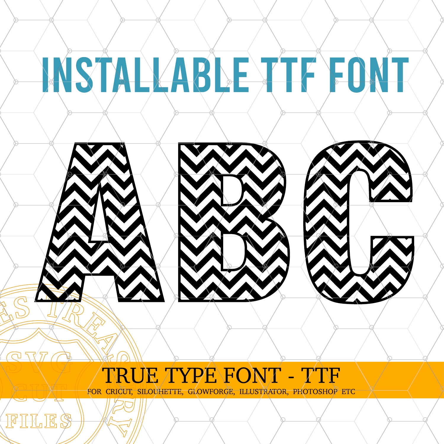 True Type Chevron Pattern Installable Font, Cricut Silhouette TTF Font ...