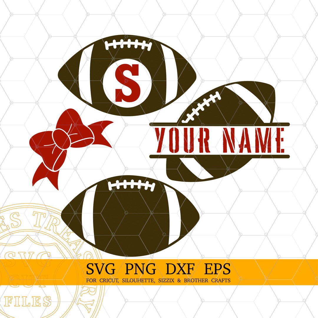 Football Monogram Frame Circle Split Monogram Svg Png Dxf Cut Files - Etsy