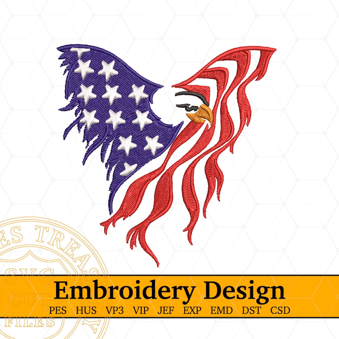 American Bald Eagle Embroidery Design 4th of July Pes Hus Vp3 Vip Sew ...