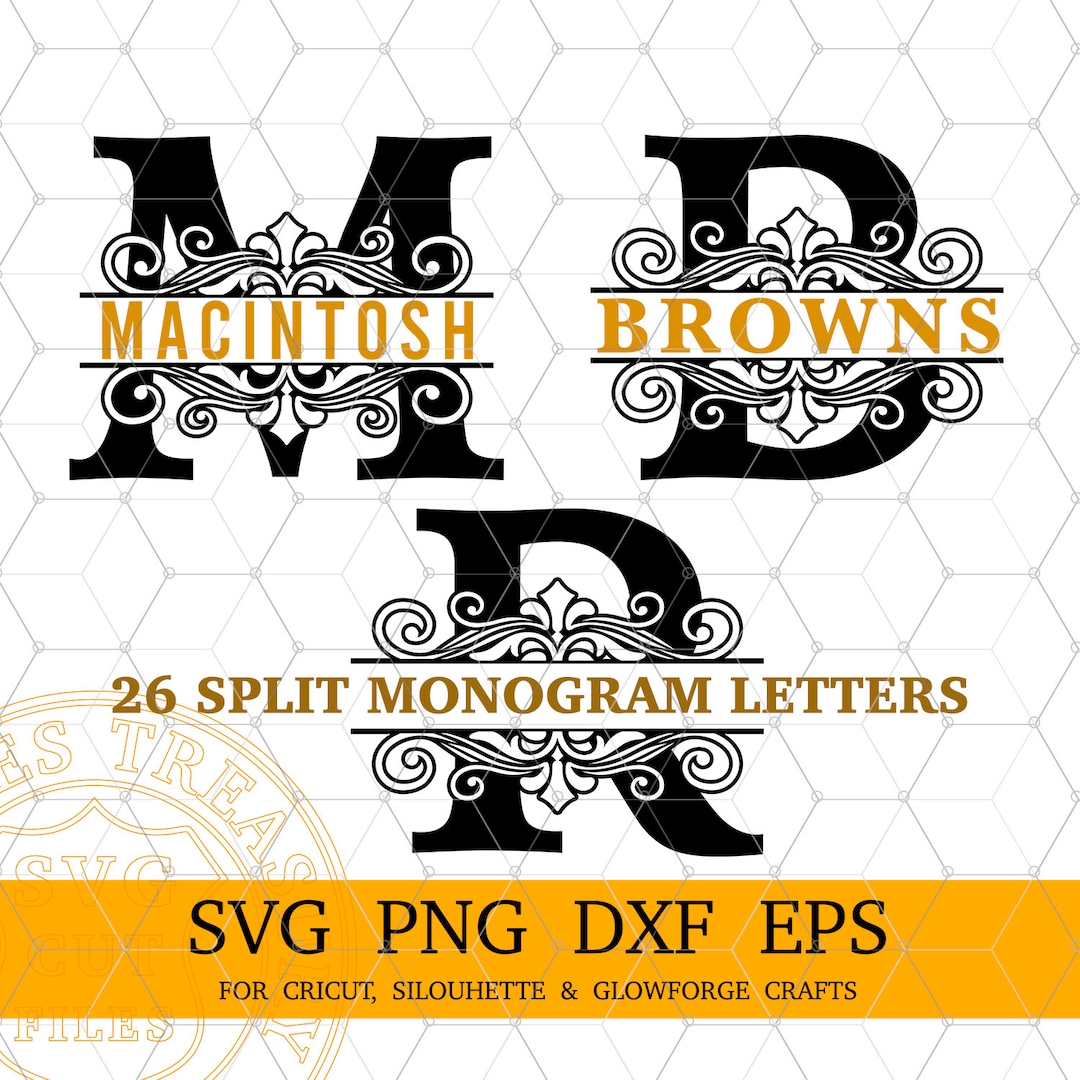 Split Monogram Svg, Last Name Monogram Svg Cricut Font, Monogram ...