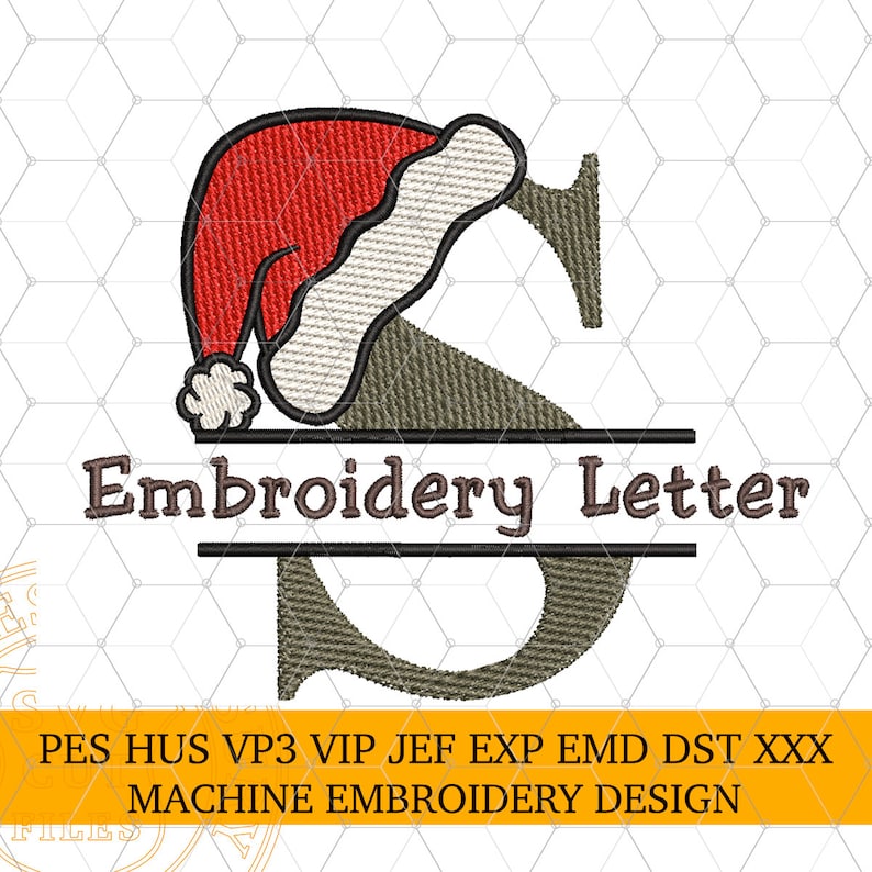 Santa Hat Embroidery Letter S Split Monogram Pes Hus Vp3 Csd Exp Emd ...
