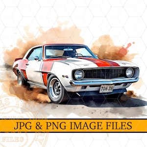 1969 Camaro Png, Classic Camaro SS Shirt Sublimation Design Watercolor ...