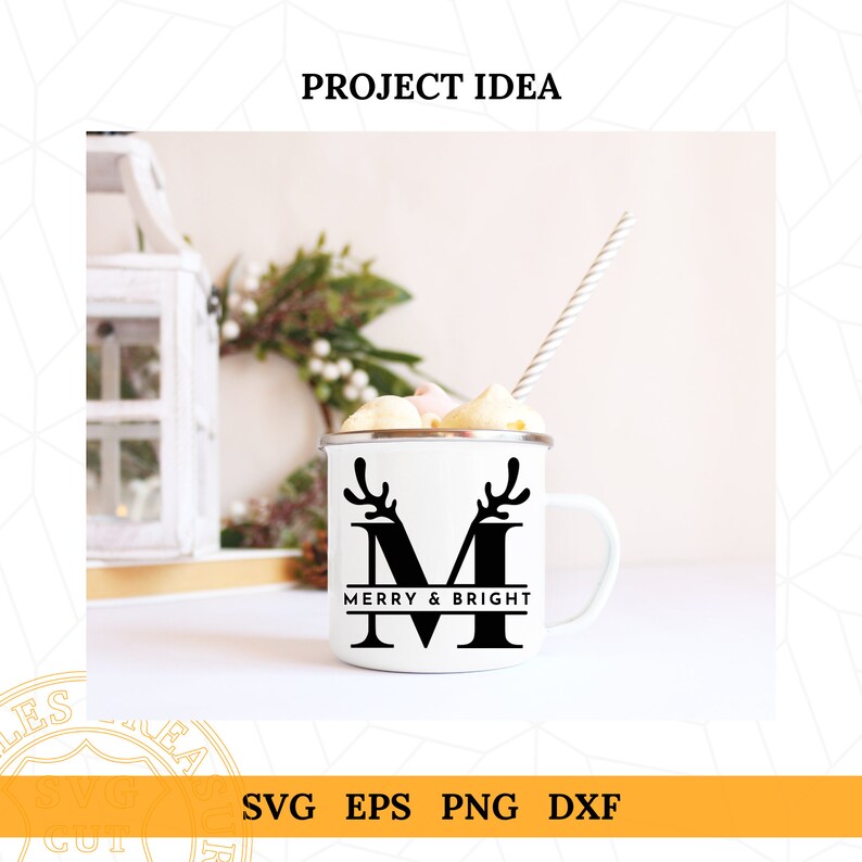 Reindeer Alphabet Svg, Christmas Split Monogram Letters Svg, Antler ...