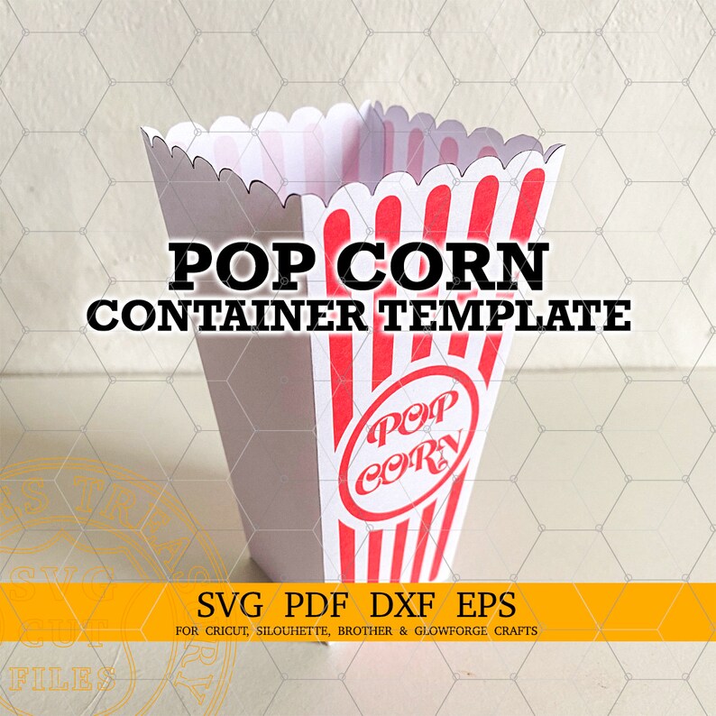 Popcorn Bowl Template Popcorn Box SVG Pop Corn Bowls Print - Etsy