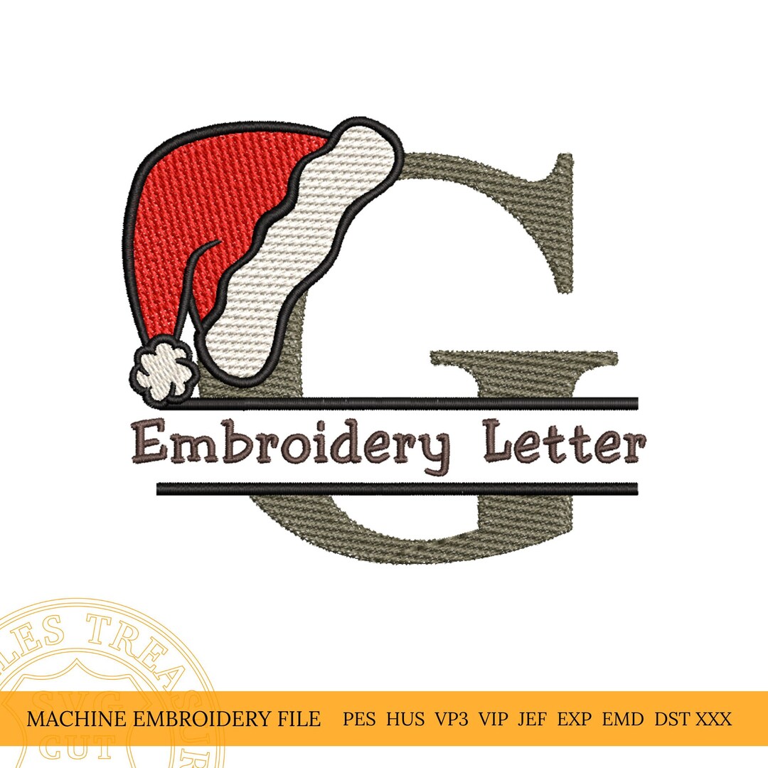 Santa Hat Embroidery Letter G Split Monogram Pes Hus Vp3 Csd Exp Emd ...