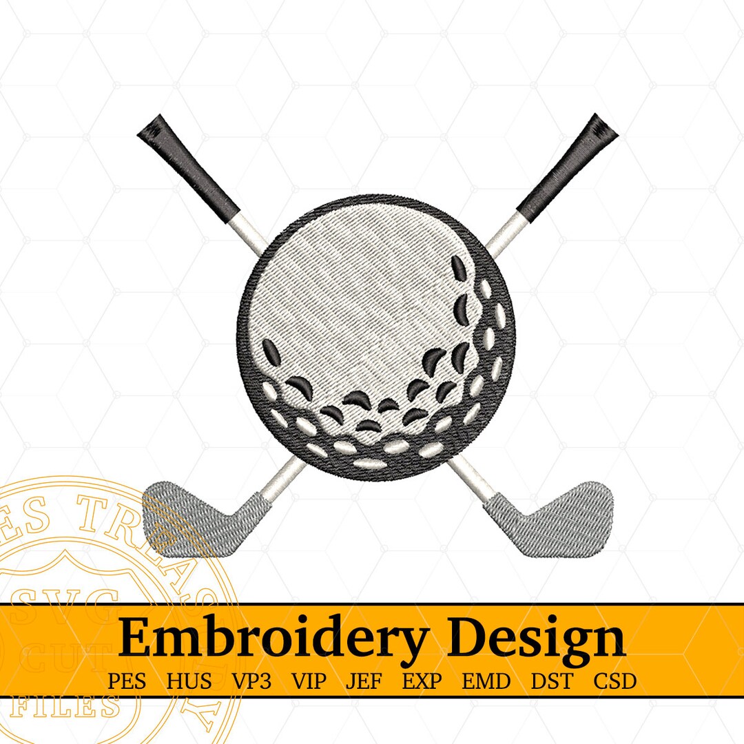 Golf Embroidery Design, Golf Ball With Clubs Embroidery Files, Golfer Gift, Golfer Hat ...