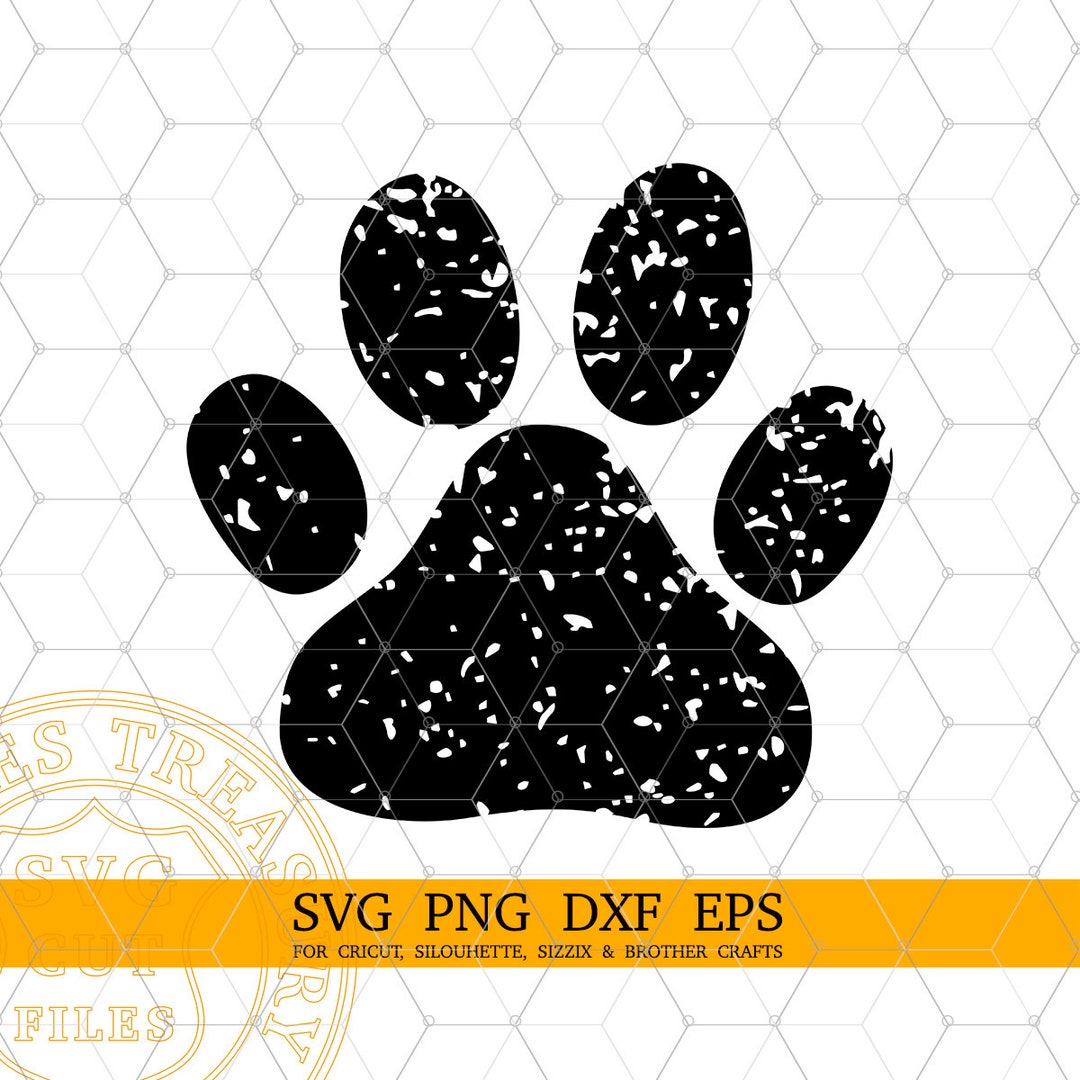 Paw Print Svg, Distressed Paw Svg, Grunge Paw Png, Dxf Cut Files ...