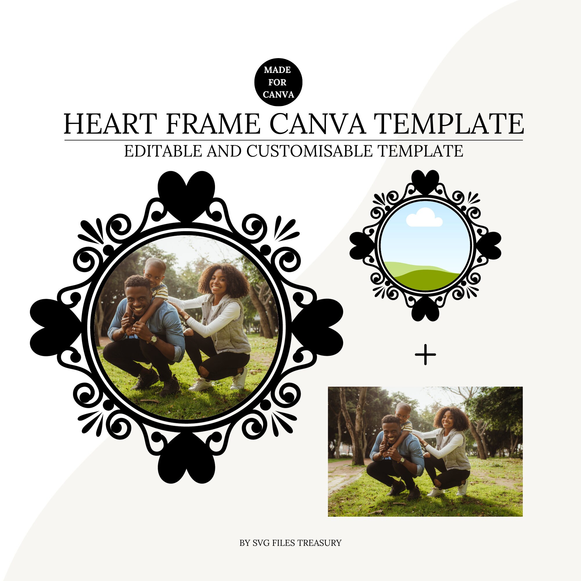 Canva Frame Template, Heart Frame Canva Template, Editable Photo Fill ...