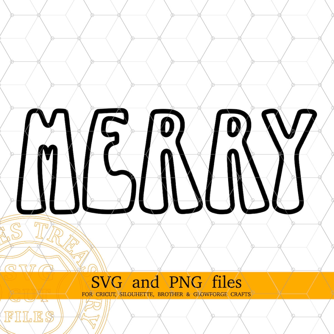 Merry Outline Svg and Png Files Christmas Svg Png Image - Etsy