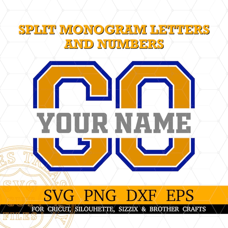 Split Monogram Svg, Varsity College Sports Font Letters Svg Png Dxf Eps ...