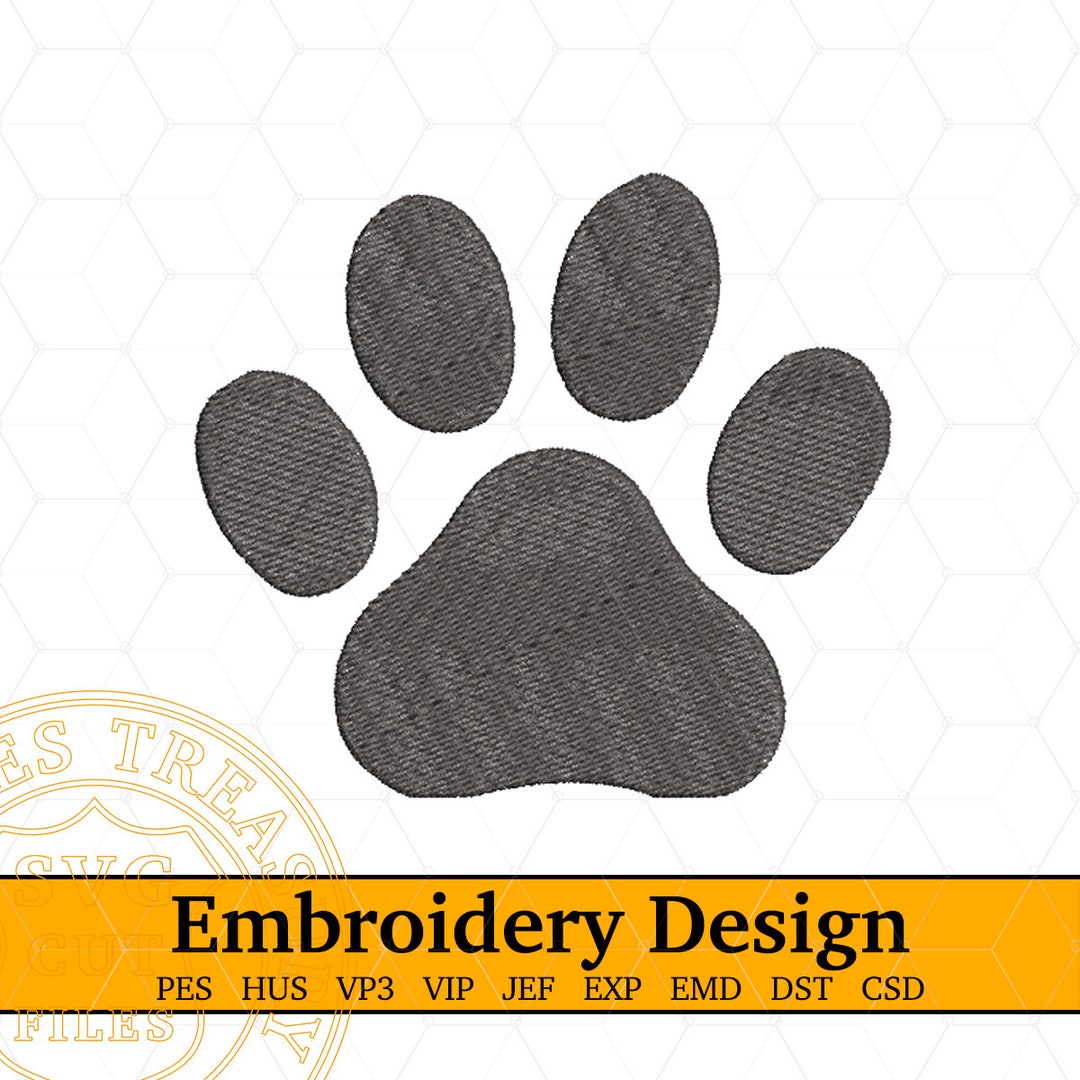 Dog Paw Embroidery Design, Paw Print Machine Embroidery Files Tatami ...