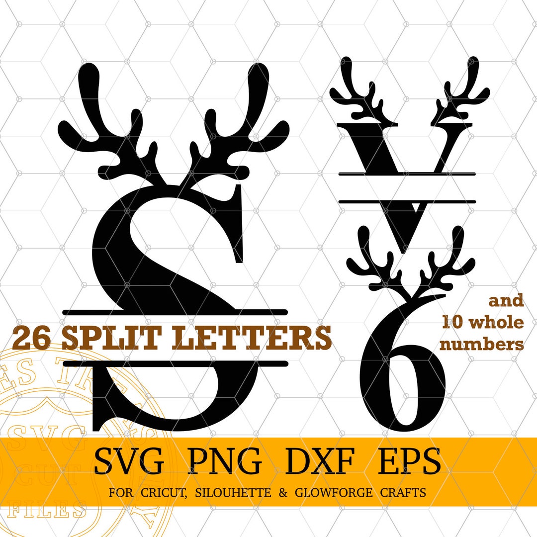 Reindeer Alphabet Svg, Christmas Split Monogram Letters Svg, Antler ...