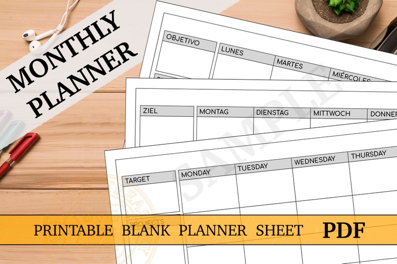 Blank A3 Size Monthly Planner Sheet Printable PDF File No Pre-filled ...