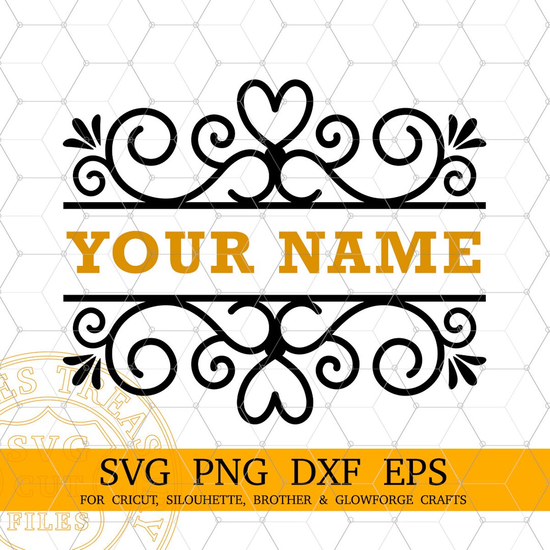 Name Monogram Svg, Family Sign Svg, Split Heart Monogram Frame Svg ...