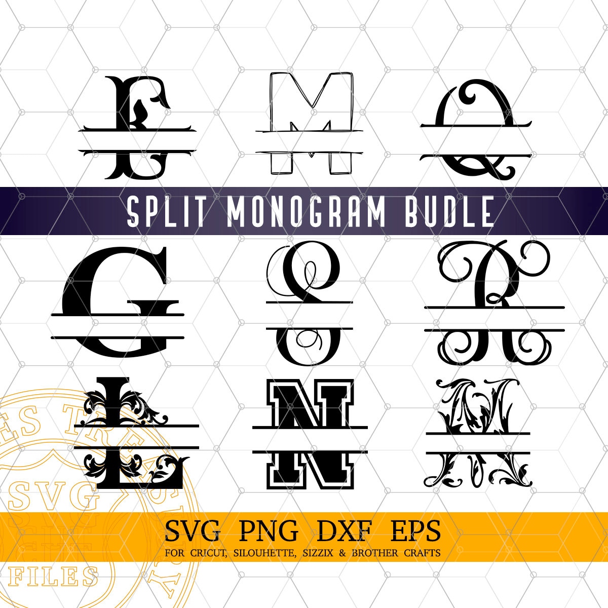Monogram Svg Fonts Bundle for Cricut Silhouette Glowforge, Monogram ...