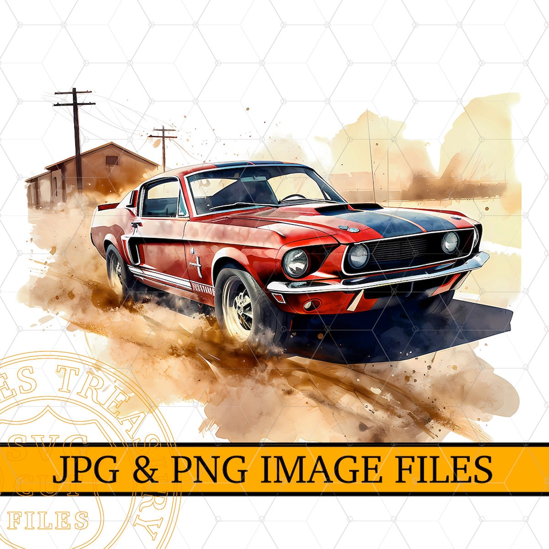 Watercolor Mustang Sublimation Png Classic Retro Mustang Floral ...